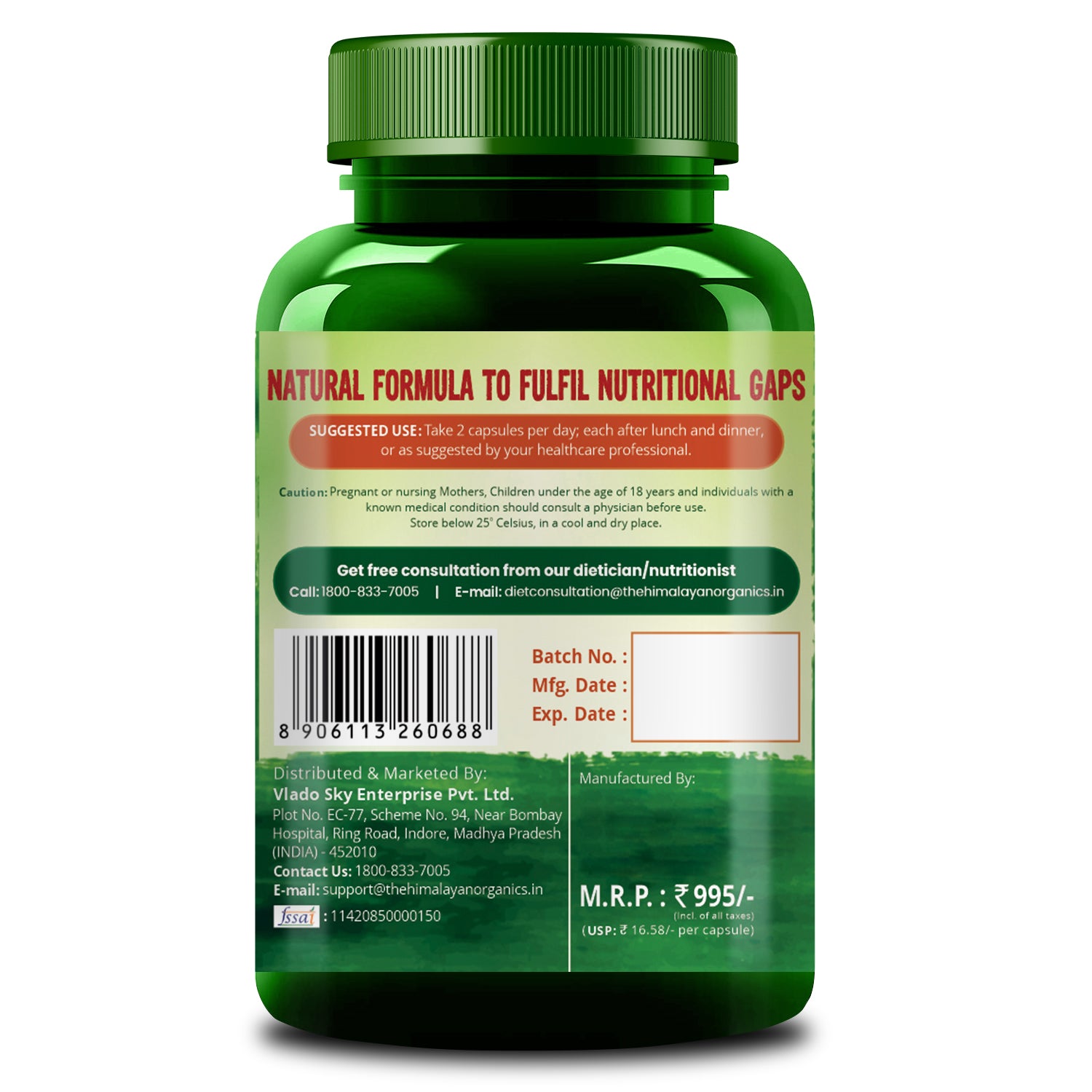 Himalayan Organics Plant Based Vegetarian Multivitamin Capsules – Vlado ...