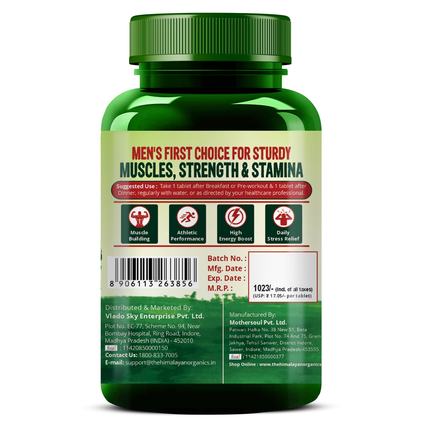 Vlado's Himalayan Organics Testosterone Booster | Supports Muscle & En