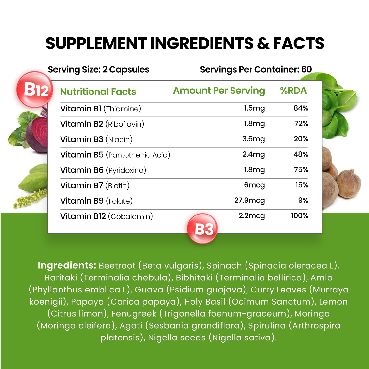 Himalayan Organics Plant-Based Vitamin B12 | For Brain, Muscle, Nerves ...